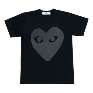 Play Comme Des Garcon Heart Shape Printing Short Sleeve Tee - Black