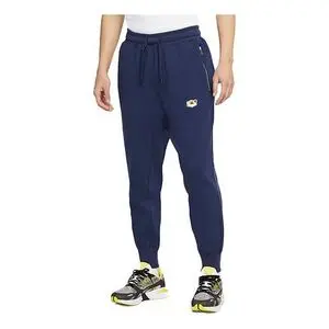 Nike Airmoji Embroidered Bundle Feet Knit Sports Pants Navy Blue - Dark