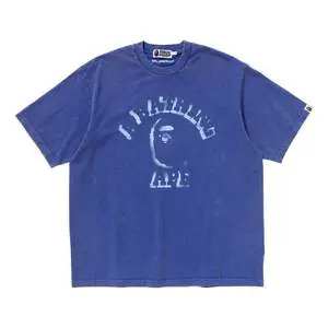 A BATHING APE Garment Dye Spray Print College Relaxed Fit T-shirt - Blue