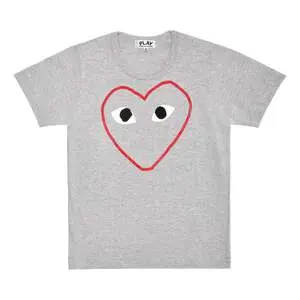 Play Comme Des Garcon Red Heart Sketch T-shirt - Grey