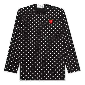 Play Comme Des Garcon Polka Dot Long Sleeves Tee White - Black