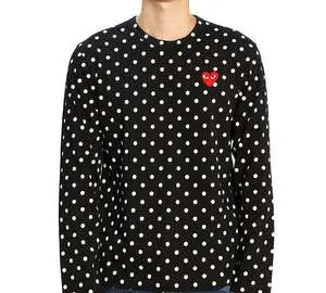 Play Comme Des Garcon Polka Dot Long Sleeves Tee White