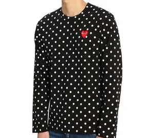Play Comme Des Garcon Polka Dot Long Sleeves Tee White