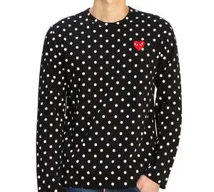 Play Comme Des Garcon Polka Dot Long Sleeves Tee White
