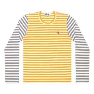 Play Comme Des Garcon COMME Des GARCONS PLAY Bi-Colour Striped Long Sleeve T-Shirt Yellow/grey