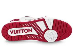 LOUIS VUITTON Trainer High Top Sneakers - White/red