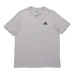 Adidas Essentials Embroidered Logo Sports Round Neck Short Sleeve Gray - Grey