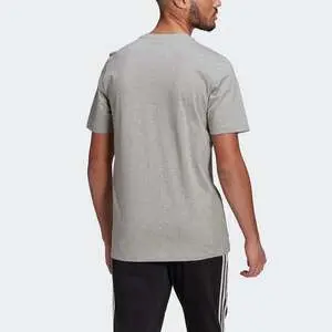 Adidas Essentials Embroidered Logo Sports Round Neck Short Sleeve Gray