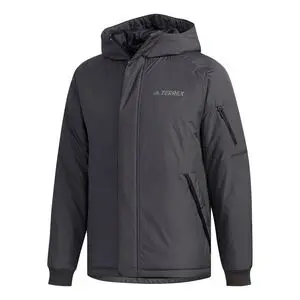 Adidas Xplr Insulated Hooded Jacket With Logo Detail - Black