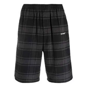 Off-White Checkered Loose Fit Shorts - Black/grey