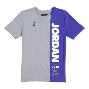 JORDAN Air Jordan Alphabet Logo Colorblock Round Neck Short Sleeve Gray 'grey Blue' Grey/blue