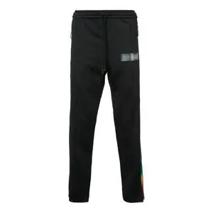 Off-White Drawstring Waist Side Stripe Drawstring Casual Pants/trousers Loose Fit - Black