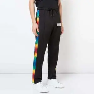 Off-White Drawstring Waist Side Stripe Drawstring Casual Pants/trousers Loose Fit