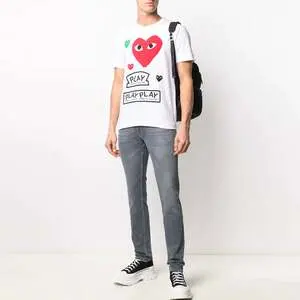 Play Comme Des Garcon Multi Heart T-shirt 'white Red