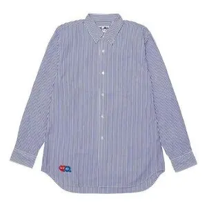Play Comme Des Garcon Fw25 Double Pixel Heart Shirt 'blue White - Blue/white