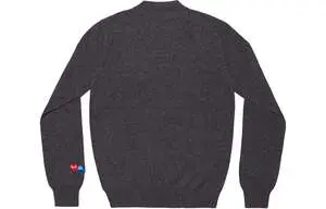 Play Comme Des Garcon X Invader Double Pixel Heart Cardigan - Grey