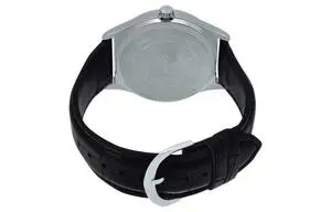 Casio Analog Watch With Leather Band And Water Resistance