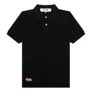 Play Comme Des Garcon Ss25 X Invader Pixel Heart Polo Shirt - Black