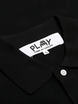 Play Comme Des Garcon Ss25 X Invader Pixel Heart Polo Shirt - Black