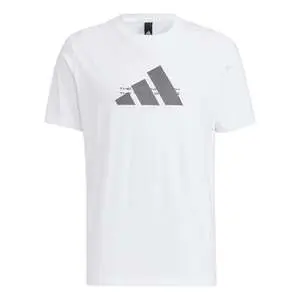 Adidas Alphabet Large Logo Printing Round Neck Short Sleeve White - Multi-color