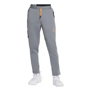 JORDAN Solid Color Lacing Knit Sports Long Pants - Gray