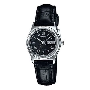 Casio Quartz Analog Watch With Leather Strap - Black