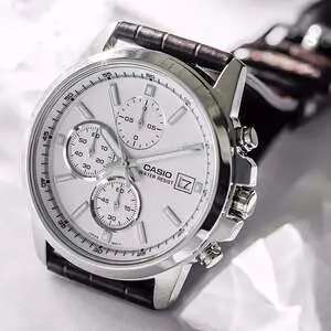Casio Edifice Analog Chronograph Leather Strap Watch
