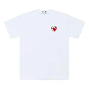 Play Comme Des Garcon Ss25 Metalstone Heart T-shirt 'white Red - White/red