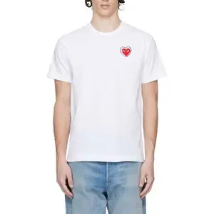 Play Comme Des Garcon Ss25 Metalstone Heart T-shirt 'white Red