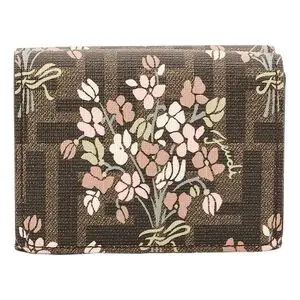 Fendi Ss25 Ff Tri-fold Wallet Flower Bouquet - Brown