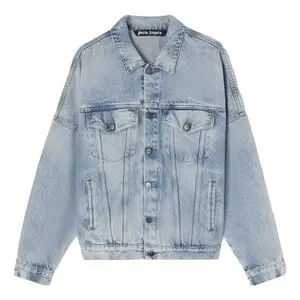 Palm Angels Ss23 Back Logo Denim Jacket - Light Blue