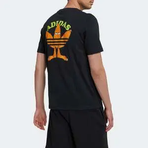 Adidas Logo Printing Round Neck Sports Short Sleeve Japanese Version Black T-shirt
