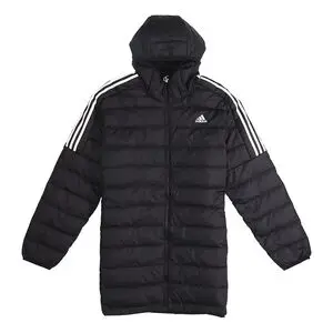 Adidas Logo Print Down Jacket With Hood - Black