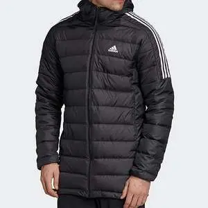 Adidas Logo Print Down Jacket With Hood