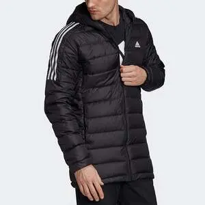Adidas Logo Print Down Jacket With Hood