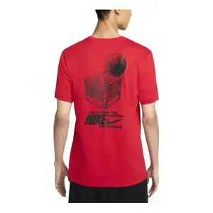 Nike Logo Geometry Pattern Printing Round Neck Short Sleeve University Red T-shirt - Multi-color