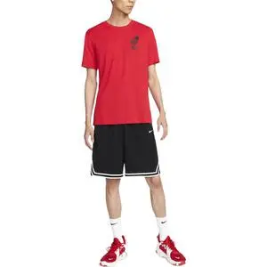 Nike Logo Geometry Pattern Printing Round Neck Short Sleeve University Red T-shirt