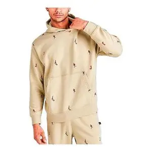 JORDAN Fleece Hoodie With All-over Print - Neutrals