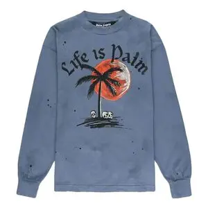 Palm Angels Long Sleeve T-shirt - Blue/white/orange