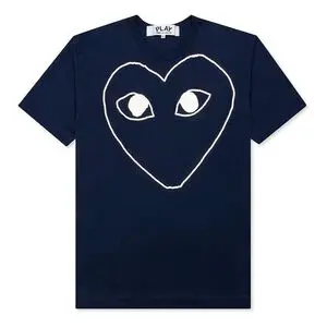 Play Comme Des Garcon Heart Shape Printing Short Sleeve 'navy - Blue