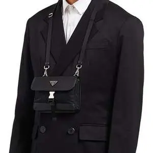 Prada Saffiano Logo-plaque Smartphone Holder 'black