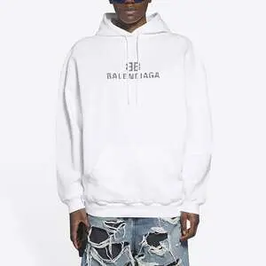 Balenciaga Bb Pixel Medium Fit Hoodie - White