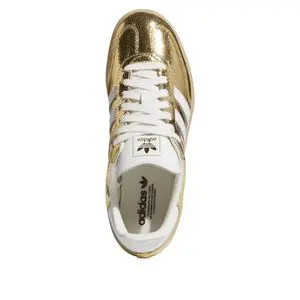 Adidas Samba Og Gold Metallic Cracked Leather Sneakers - Gold Metallic/cloud White/cracked Leather