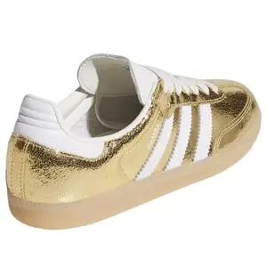 Adidas Samba Og Gold Metallic Cracked Leather Sneakers - Gold Metallic/cloud White/cracked Leather
