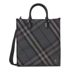Burberry Check Tote Shoulder Bag - Black