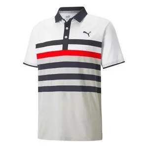 PUMA Mattr One Way Polo Shirt 'white Black Red - White/black/red
