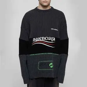 Balenciaga Political Campaign Ribbed Panelled Sweater