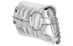 Gucci Horsebit Chain Small Shoulder Bag - Silver Leather