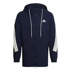 Adidas 3s Tape Jkt Colorblock Casual Sports Hooded Jacket - Navy