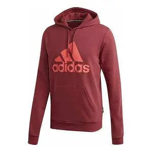 Adidas Pullover Hoodie With Logo - Red